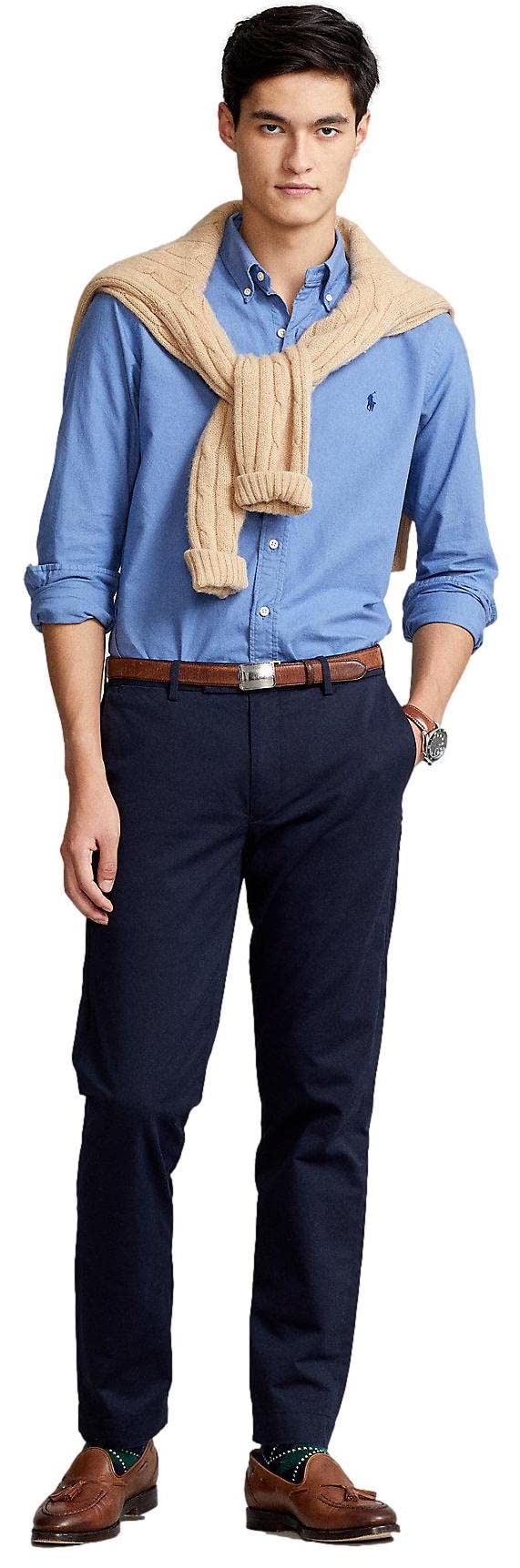 Polo Ralph Lauren Men's Long Sleeve Oxford Button Down Shirt (M, TattersallPink)