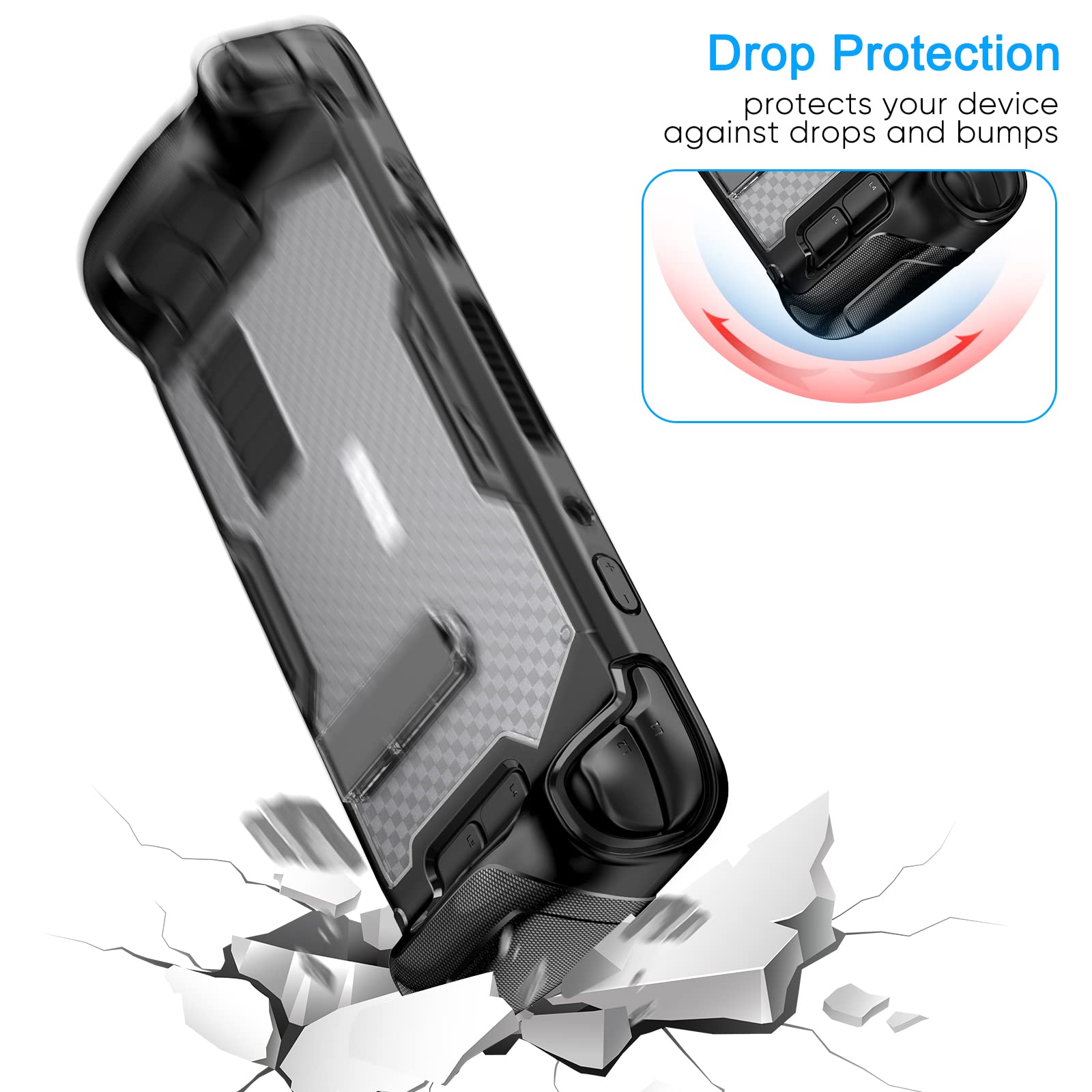 Protective Case Set for Steam Deck - Full Body TPU+PC Case Cover with Kickstand, Ultra HD Tempered Glass Screen Protectors Accessories kit for Steam Deck
