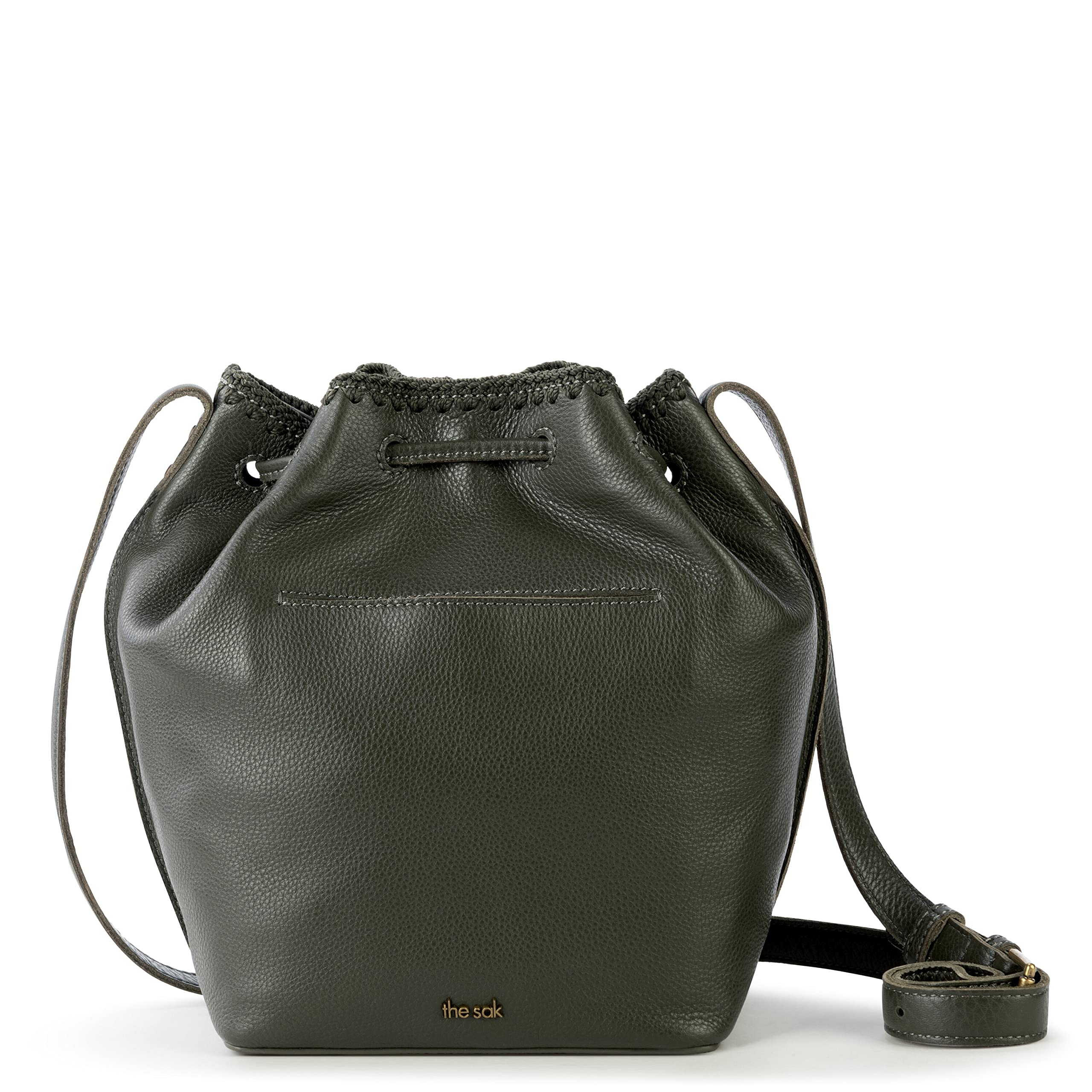 The Sak Womens Ivy Leather Drawstring Bucket, Mushroom, One Size US