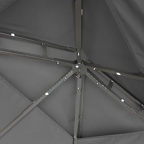 Outdoor Canopy Tent Gazebo with Steel Frame - Double Tier BBQ Gazebo Shelter & Bar Counters - 8 x 5 Ft Grey Outdoor Shelter Tent