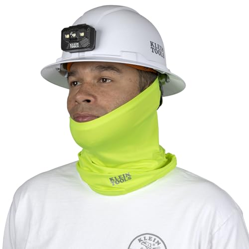 Klein Tools 60465 Cooling Band for Neck and Face with Evaporative Performance Knit Fabric, Cools Instantly When Wet, UPF 50 Protection, Yellow