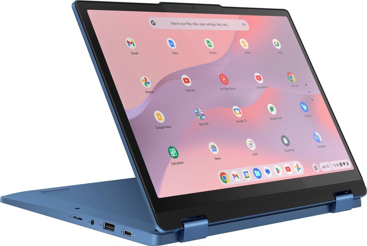 Lenovo Flex 3i Chromebook 12.2" WUXGA Touch Laptop, Intel Processor N100, 4core, 3.4GHz, Intel UHD Graphics, 4GB RAM 128GB Storage(64GB eMMC+64GB Card), Chrome OS, Abyss Blue, TECL Bundle