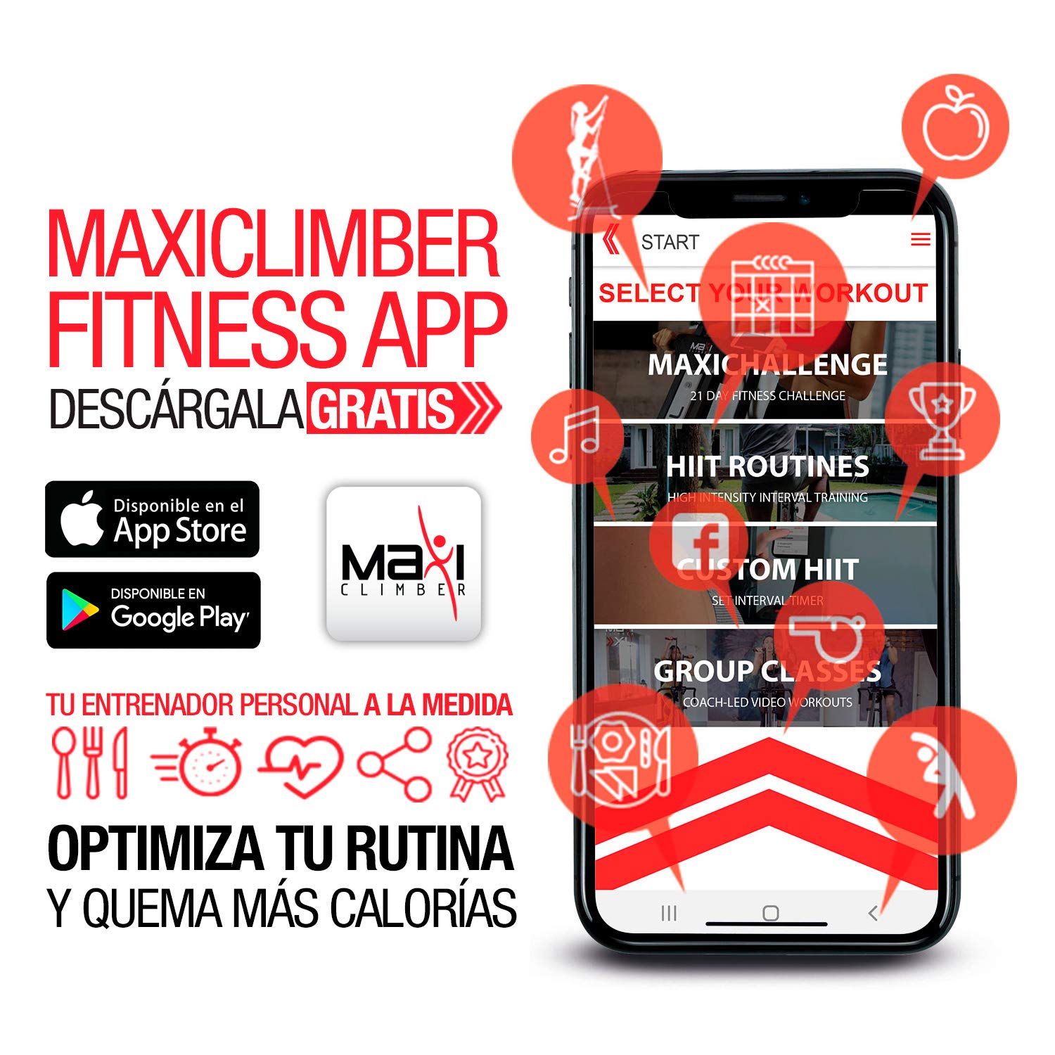 MaxiClimber XL-2000 Hydraulic Resistance Vertical Climber. Combines Muscle Toning + Aerobic Exercise for Maximum Calorie Burn. 12 Resistance Levels, Lightweight Aluminum Mainframe, Free Fitness App.