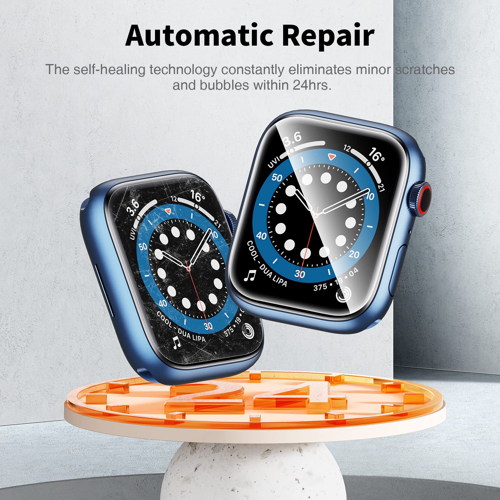 LK 8 Pack Apple Watch Series 7/8 45mm Screen Protector Screen Protector Compatible with Apple Watch Series 7/8 45mm, High Definition, Bubble Free, Clear Flexible TPU Film
