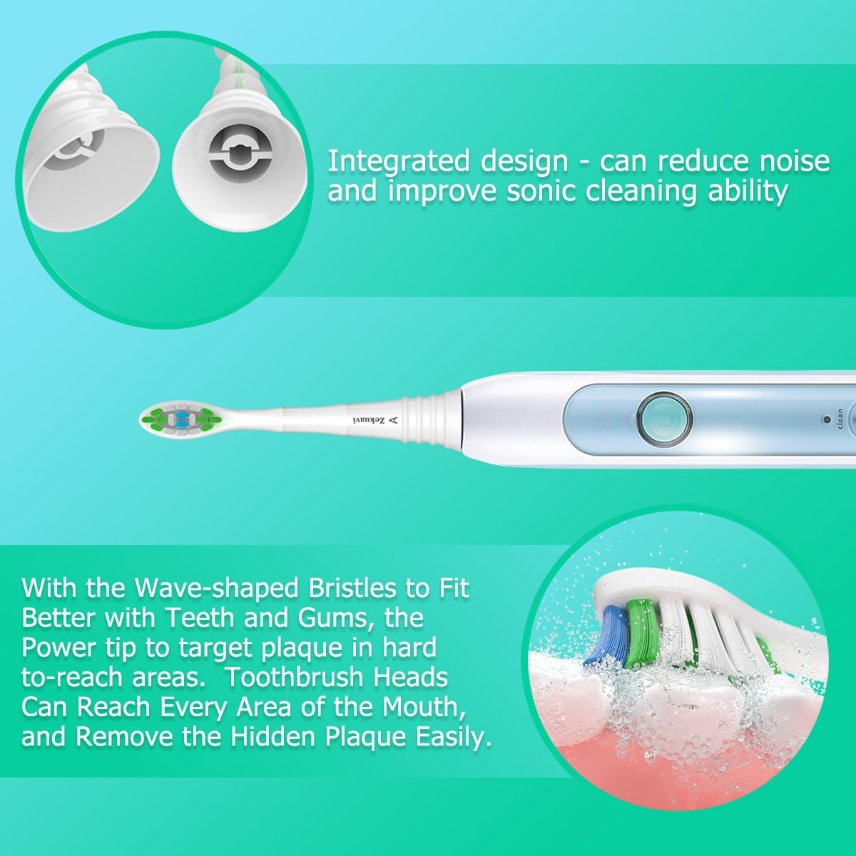 Zekuavi Replacement Heads Compatible with Phillips Sonicare Electric Toothbrush, 8 Pack Toothbrush Replacement Brush Head Fits for Philips Sonicare Protective Daily 4100 1100 5100 6100, 8White