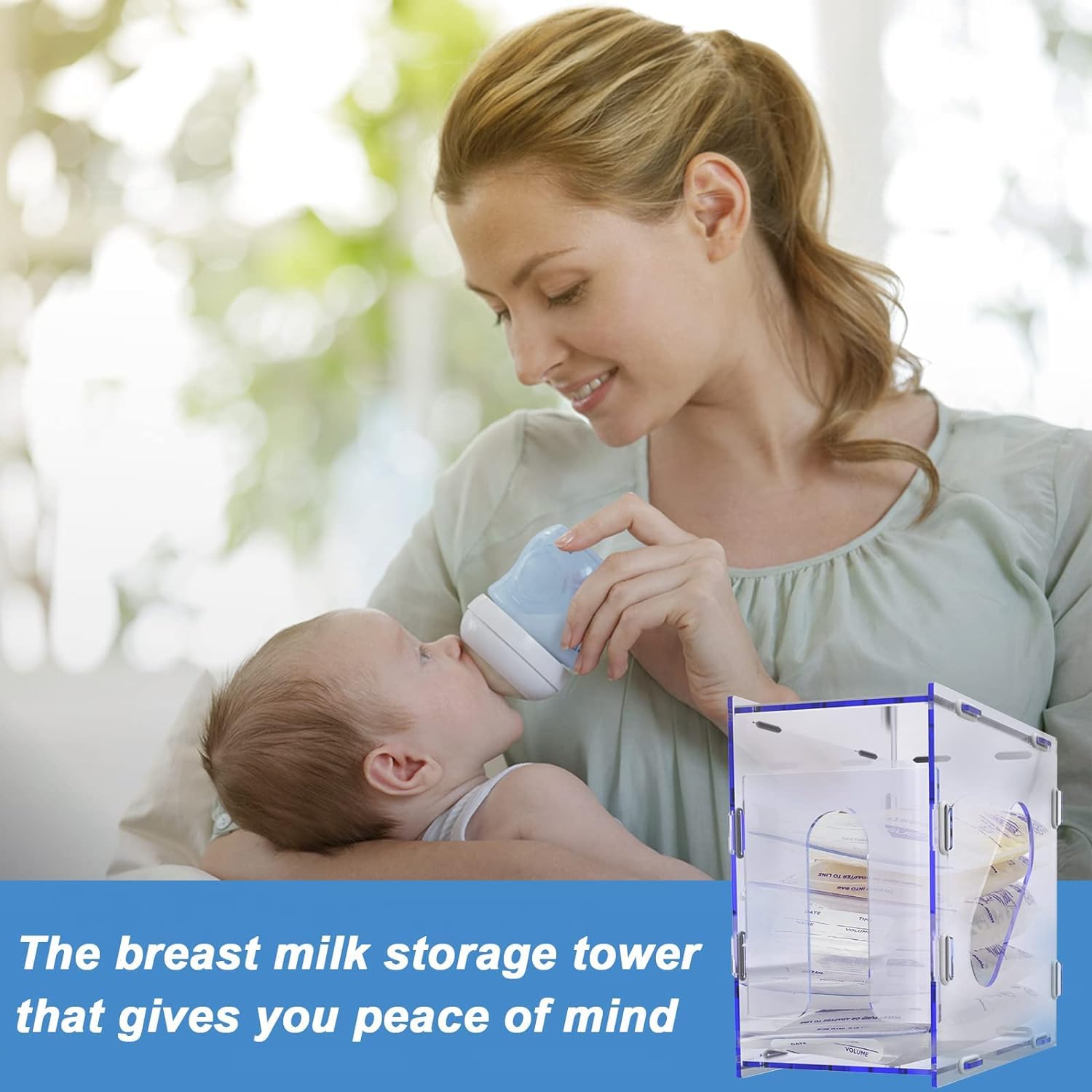 No Assembling Breast Milk Storage Tower for Breast Milk Storage Bags, Clear Breast Milk Freezer Storage Organizer, Reusable Breastmilk Storage Containers Freezer - Easy Access