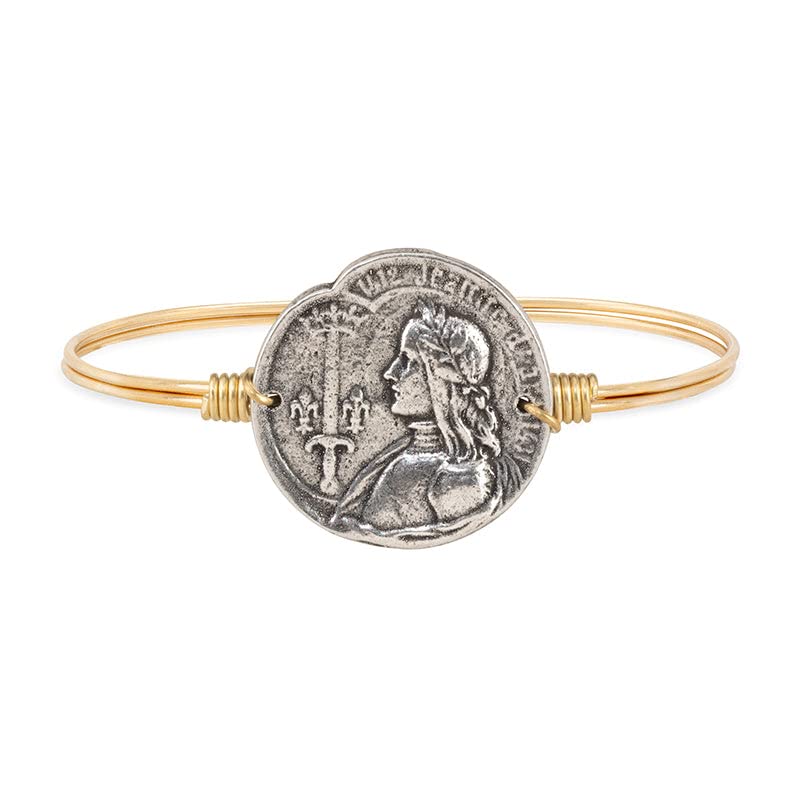Luca + Danni Joan Of Arc Bangle Bracelet For Women - Brass Tone Regular Size Made in The USA