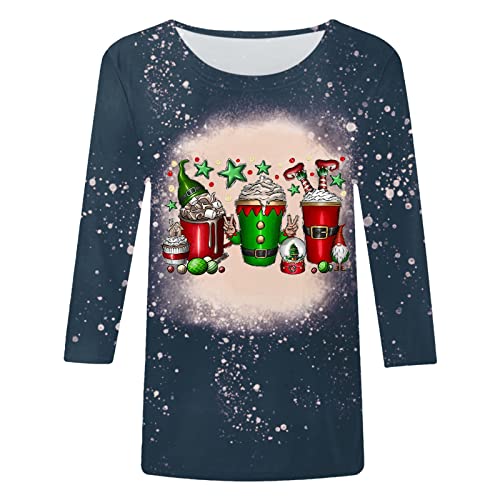 Women Long Sleeve Tops Cute Elk Pattern Blouse Large Size Slouchy Sweatshirt Drop Shoulder Pullover Clothes Outfits Green