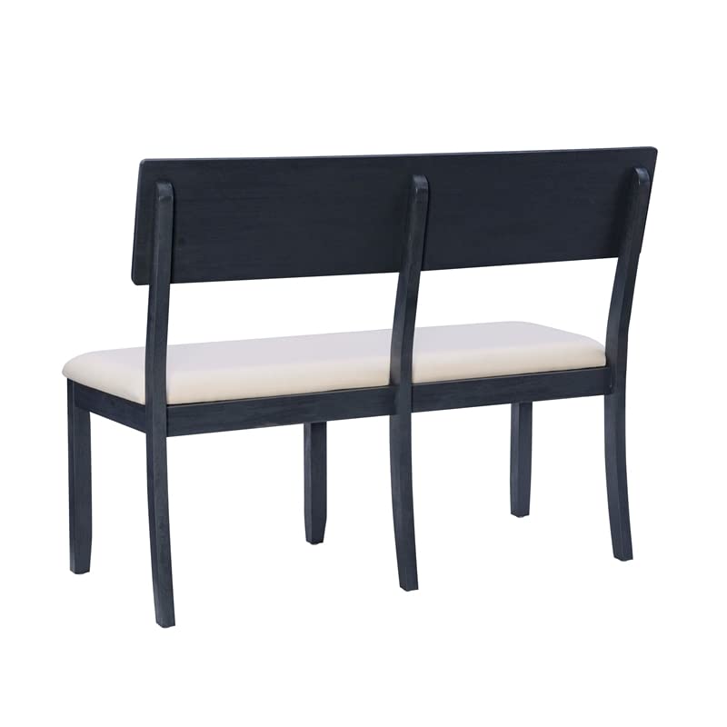 Linon Jordan Wood Dining Bench in Dark Charcoal Gray