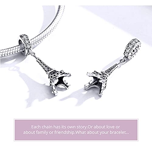Manhe Charms Landmark Series Charm Sterling Silver Travel Charms Dangle for Pandora Bracelet (Paris Eiffel Tower Charms Pendant)