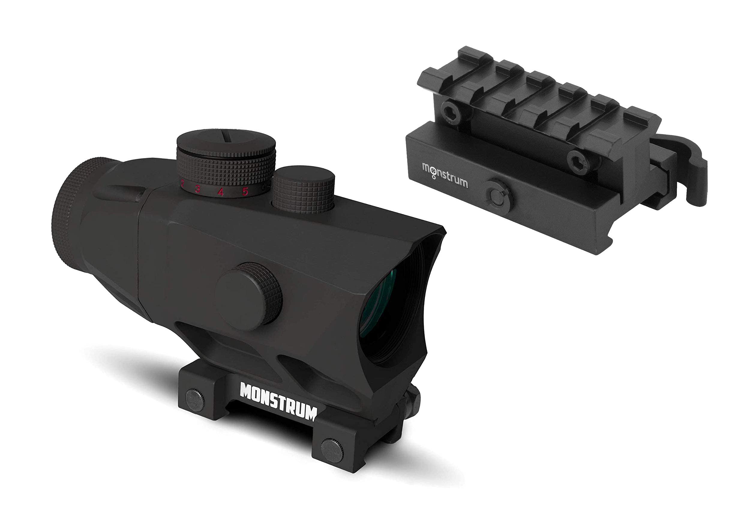 Monstrum P332 Raven 3X Prism Scope | 5 Slot Adjustable Height Riser Mount | Bundle