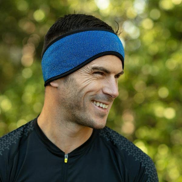 Proviz REFLECT360 Explorer Reflective Breathable Unisex Fleece-Lined Running Sports Headband Hi Visibility, Blue