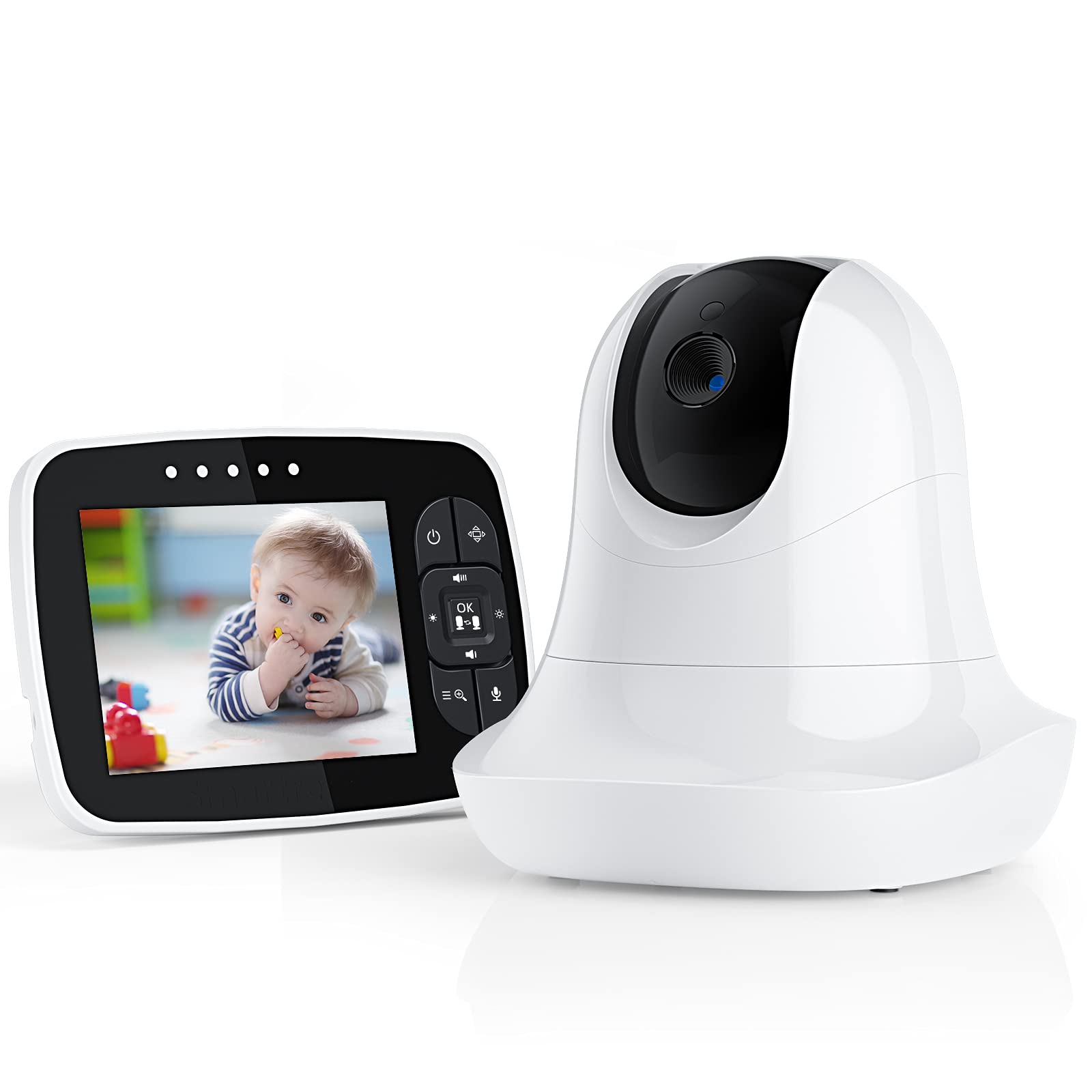 tomvorks Baby Monitor, Baby Camera with Remote 360 Degree Rotation, Security Indoor Camera with Night Vision, VOX Function, 2-Way Talk, Timer Alarm and Lullaby, Supports Temperature Display