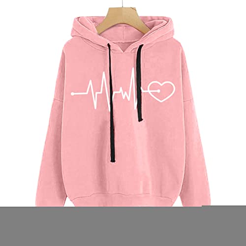 Women Tops Long Sleeve Elegant Comfy Fall Tops Athletic Hooded Outwear Plus Size Pullovers Hoodies With Hood and Zip Pink