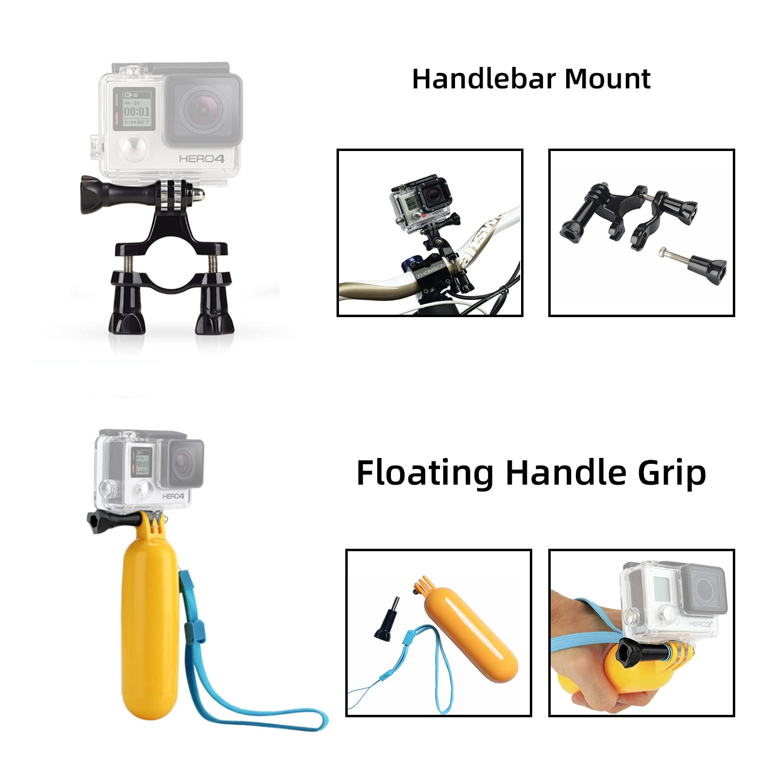 Kitway 65-in-1 Action Camera Accessories Kit for GoPro HERO10,9,8 Compatible with GoPro Max, Hero 7 6 5 4 3+ 3 2 1/EK7000/Wewdigi EV5000/DBpower N6/Crosstour (Accessories for Action camera)
