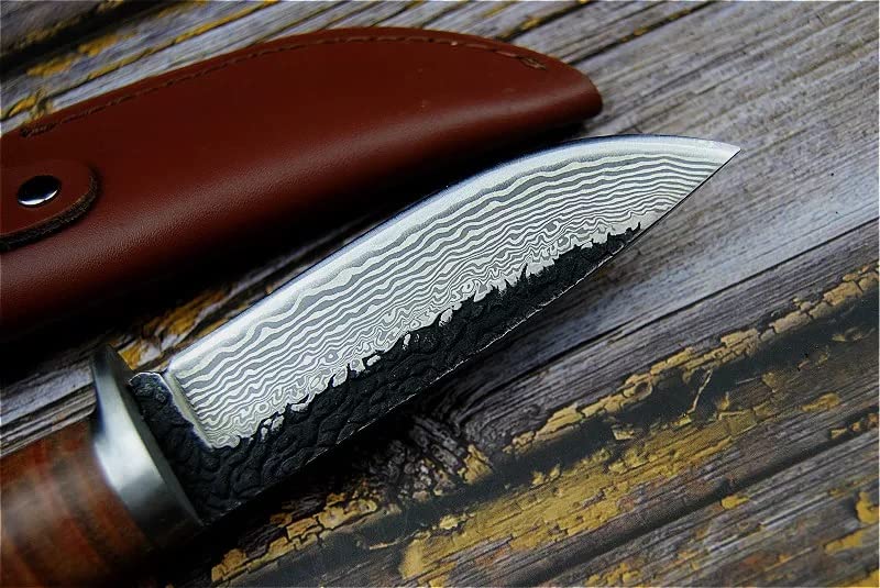 PSK200 - Custom Handmade Camping Knife With Leather Handle & Sheath | Survival Knife