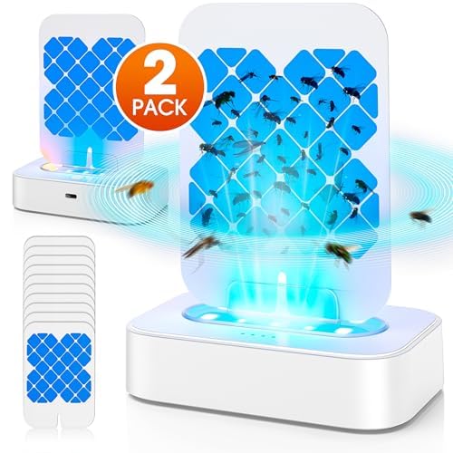 Rechargeable Fruit Fly Trap Indoor, 3 in 1 Gnat Traps for House Indoor Non- Bug Zapper Indoor with Night Light Insect Trap for Home Plants Gnats Moths Mosquitos Pest Control with 10PCS Refill