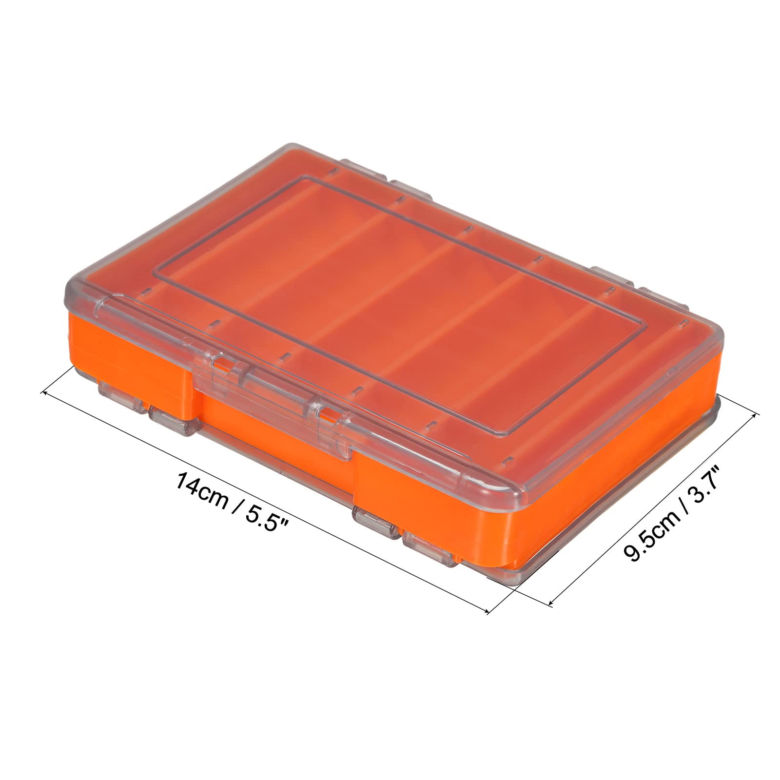 PATIKIL Two-Sided Plastic Box Fishing Lure Storage Container 12 Grids Fish Tackle Organizer, Orange