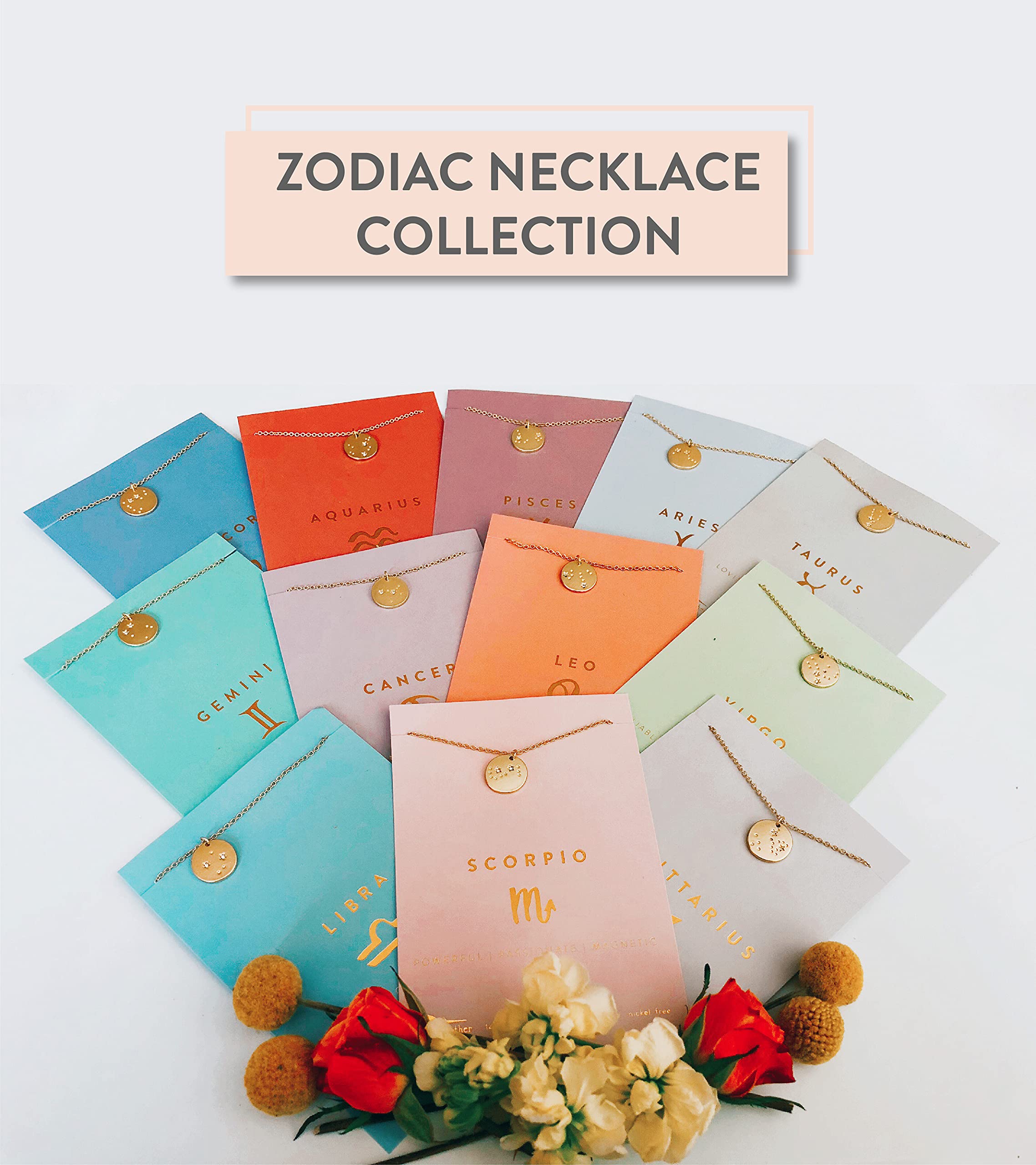 Lucky Feather Aries Zodiac Sign Constellation Pendant Necklace for Women, 14K Gold-Dipped with Adjustable 16β β 18β Chain