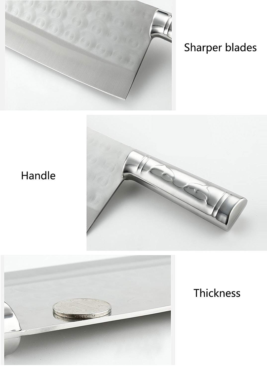 SUENOS Meat Cleaver 8.5 Inch Cleaver Knife, Stainless Steel Chinese Butcher Knife, Vegetable Knife For Home Kitchen And Restaurant