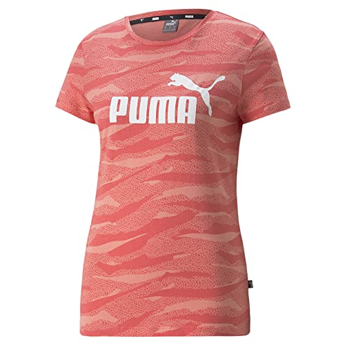 PUMA Women's Essentials+ Animal All Over Print Tee, Salmon, Small