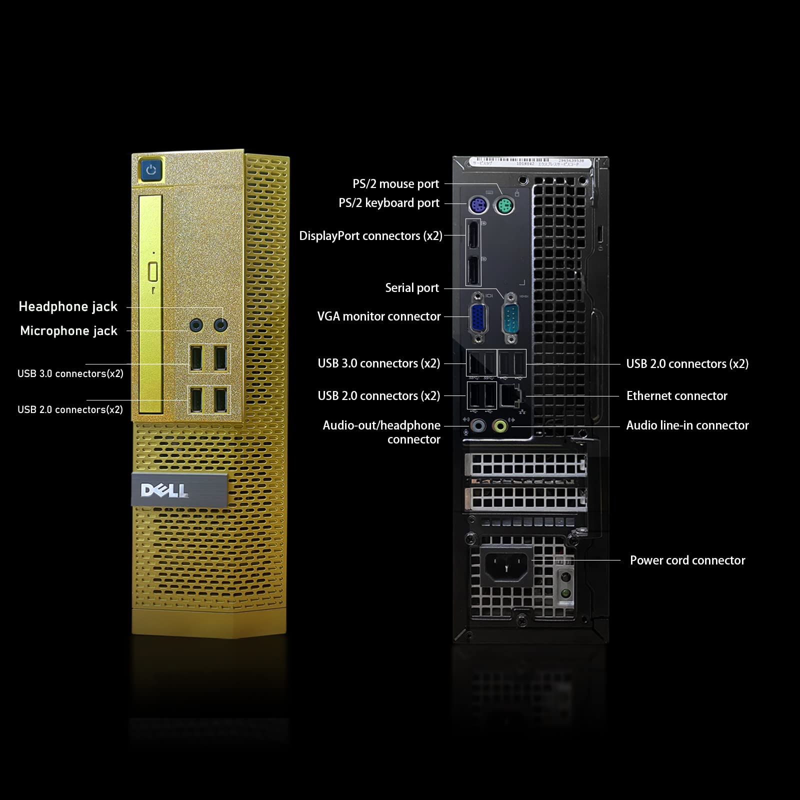 Treasure Box Gold SFF Desktop with Quad Core I7 Upto 3.9G, HD Graphics 4600 4K Support, 32G, 1T SSD, DP, VGA, Keyboard and Mouse, DVD, WiFi, BT 5.0, Win 10 Pro (Renewed)