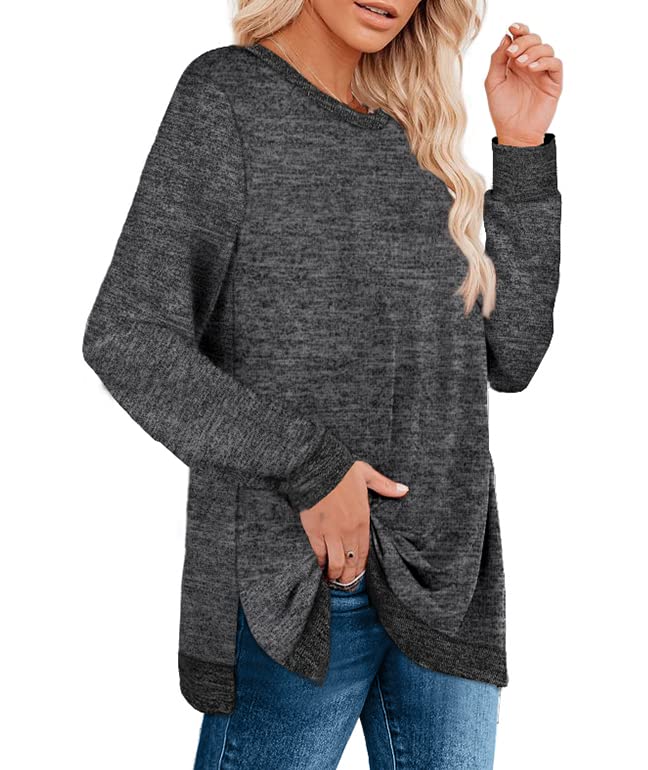 Oversized Sweatshirts for Women CuteTunic Tops for Leggings Deep Gray 2XL
