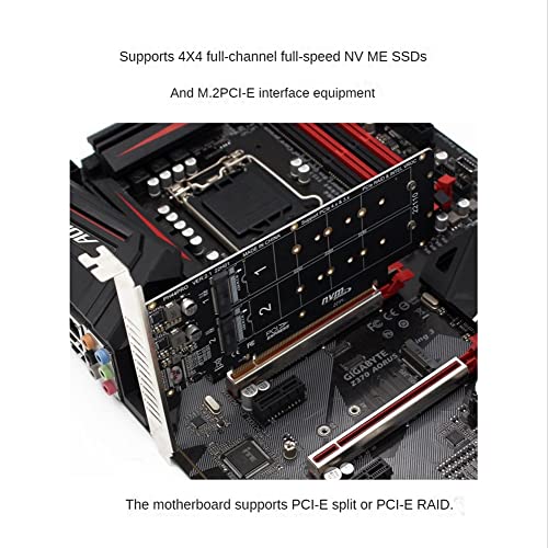 Viupolsor PCIE 4.0 -Disk PCIeX16 to M.2 M-Key NVME SSD Expansion Card,Supports 4 NVMe M.2 M Key 2280 SSD