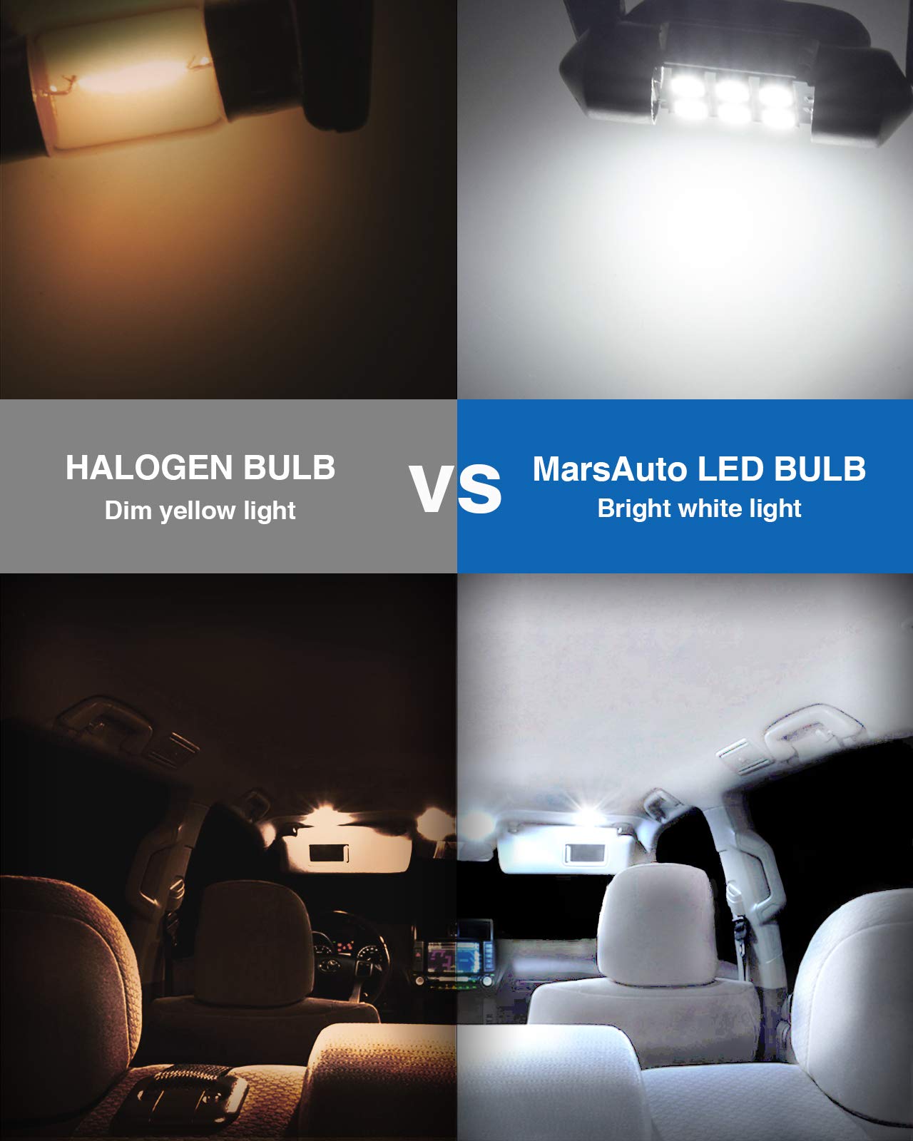 Marsauto 578 LED Bulbs Extremely Bright 400LM 2835 Chipsets for LED Interior Dome Map Door Lights Bulbs 211-2 212-2 569 6411 6451 41mm 42mm 1.65inch 6500K White (Pack of 4)