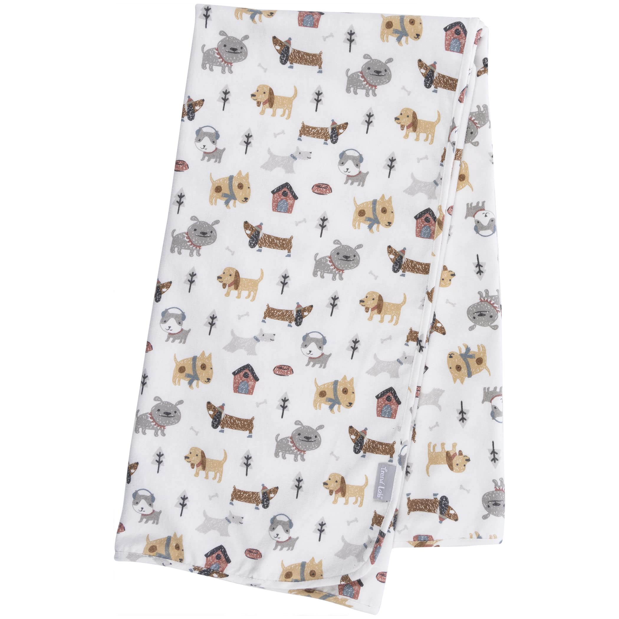 Trend Lab Dog Park Jumbo Flannel Swaddle Baby Blanket - Cozy, Soft