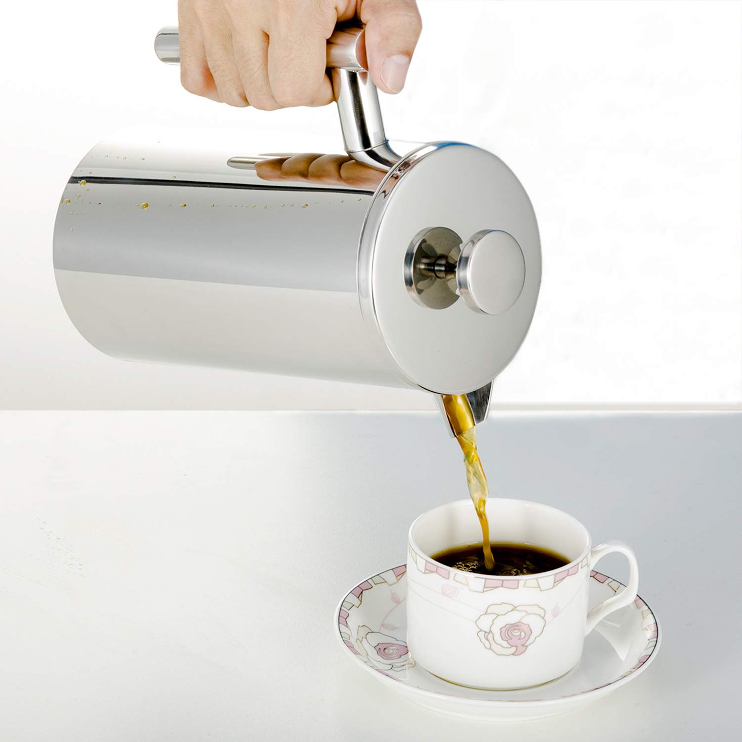 Manual Coffee Grinder Stainless Steel French Press Coffee Maker Set Double Walled Insulated Coffee Tea Filter
