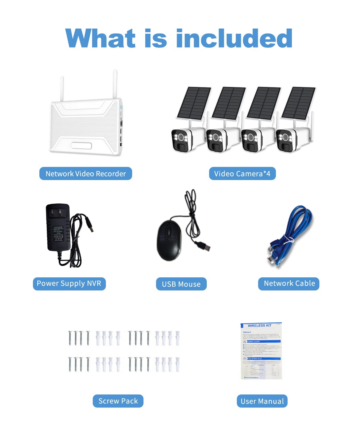ZHXINSD Solar Security Camera Wireless Outdoor, 4-Set Wire Free 2K 4MP Solar Battery Powered Home Security Camera System with Expandable WiFi NVR, IP Camera with PIR Motion Detection, Spotlight…