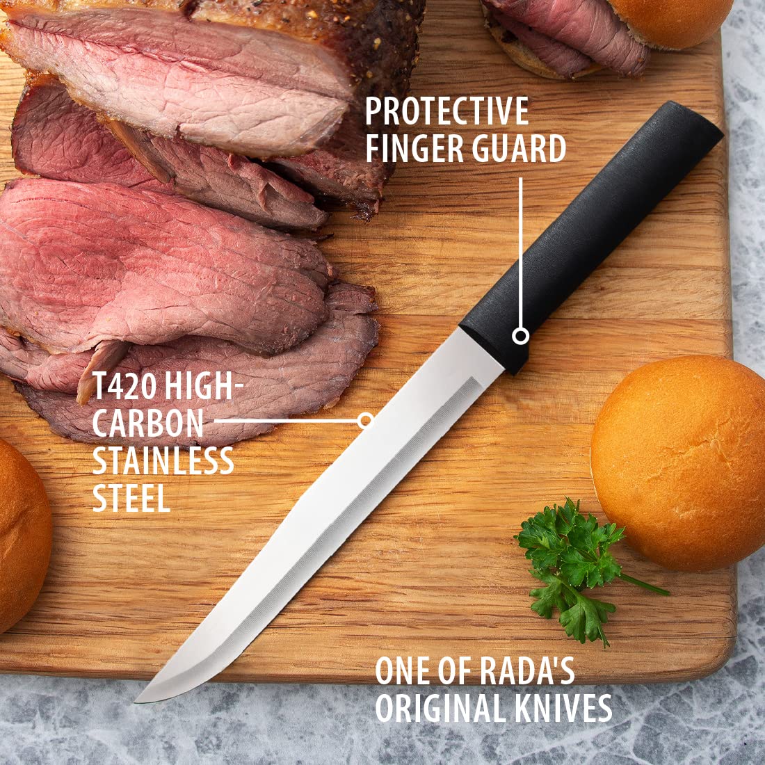 RADA Slicing Knife β Stainless Steel Blade With Black Steel Resin Handle, 11-3/8 Inches, Pack of 2