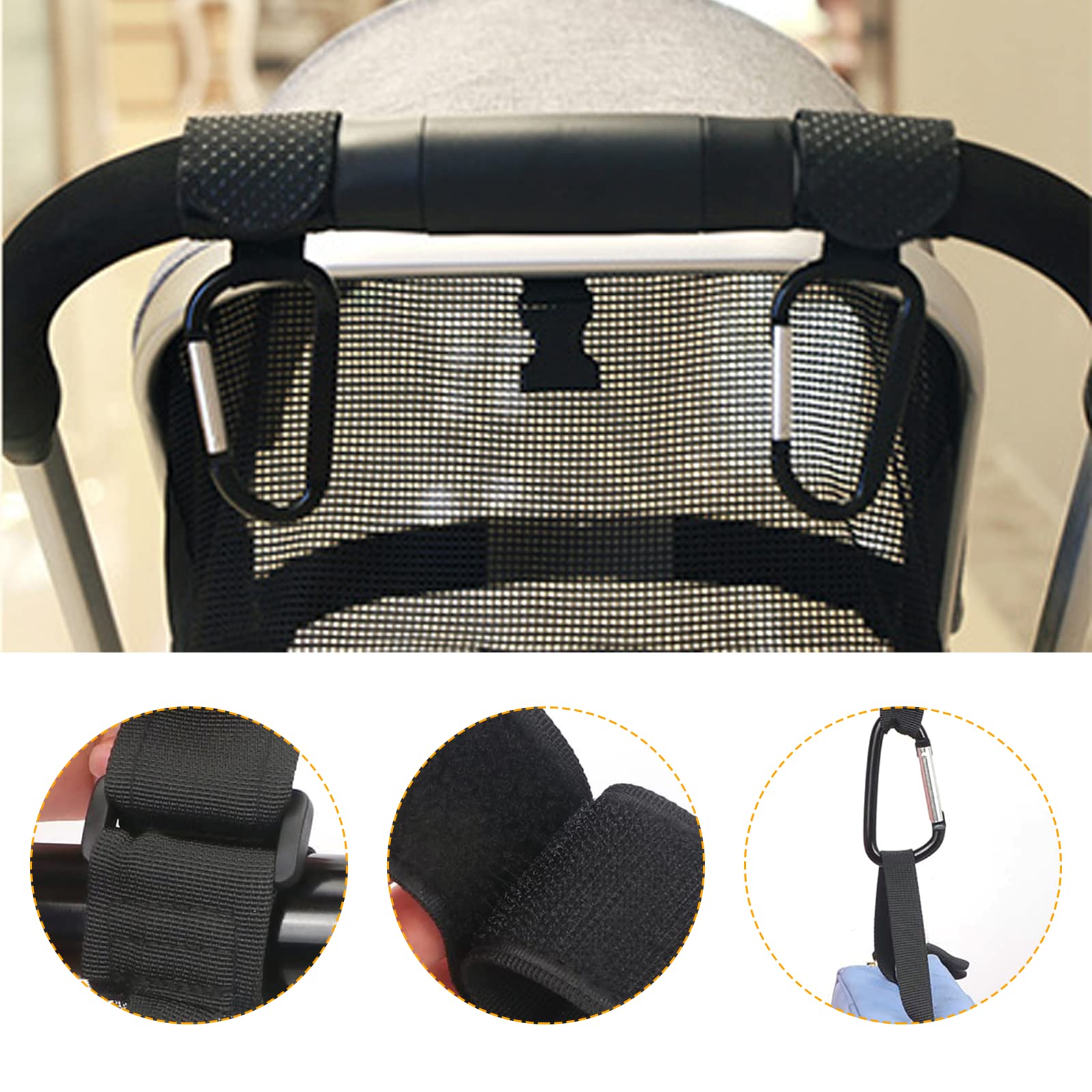 Stroller Hooks for Hanging Bags and Shopping, Portable Stroller Bag Hook, 4 Pack