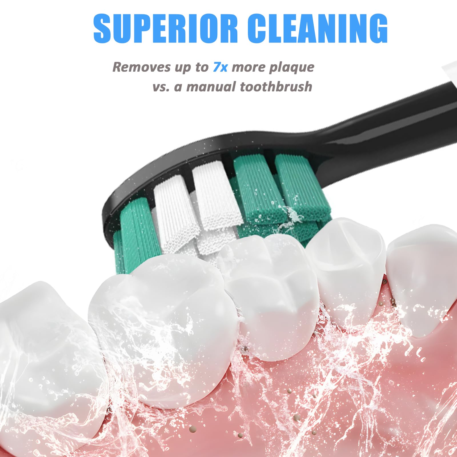 Toothbrush Replacement Heads Compatible with AquaSonic Black Series Tooth Brush, for Black Series Pro, Vibe Series, Duo Series Pro, Electric Toothbrush Refills 8 Pack (Black)