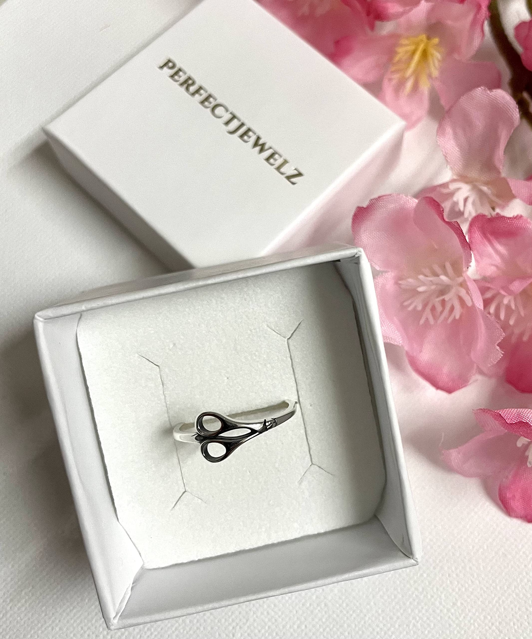 PERFECTJEWELZ Scissors Ring 925 Sterling Silver 8mm Casual Band Size 4