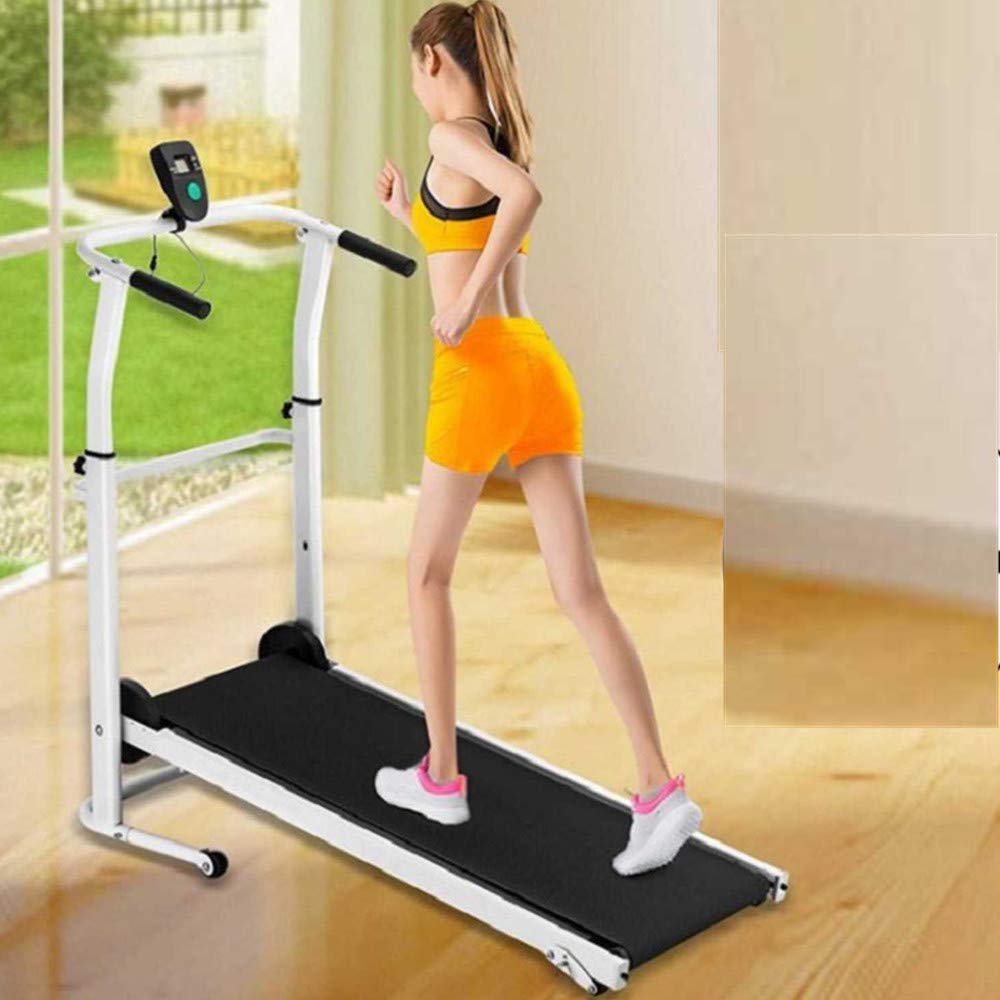 Manual Walking Treadmill with LCD Display, Compact Folding,Slope Adjustment,Portability Wheels Perfect for Home Use