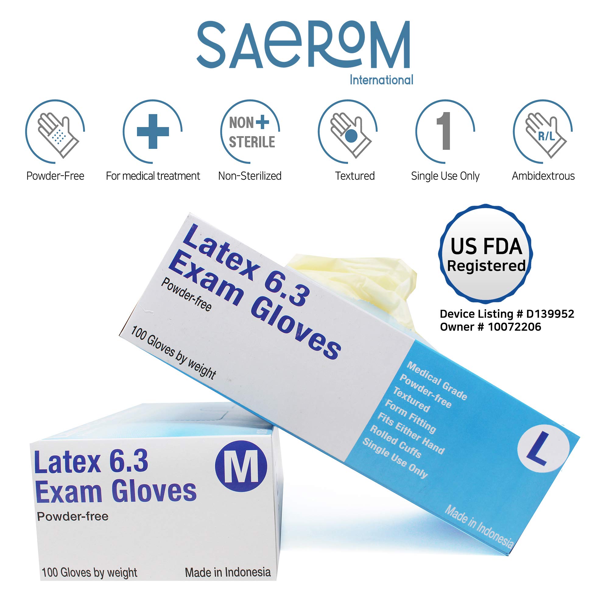 LATEX 6.3 Disposable Powder Free Gloves, Medical Grade, Multi Purpose, Heavy Duty 100pcs/Box… (L)