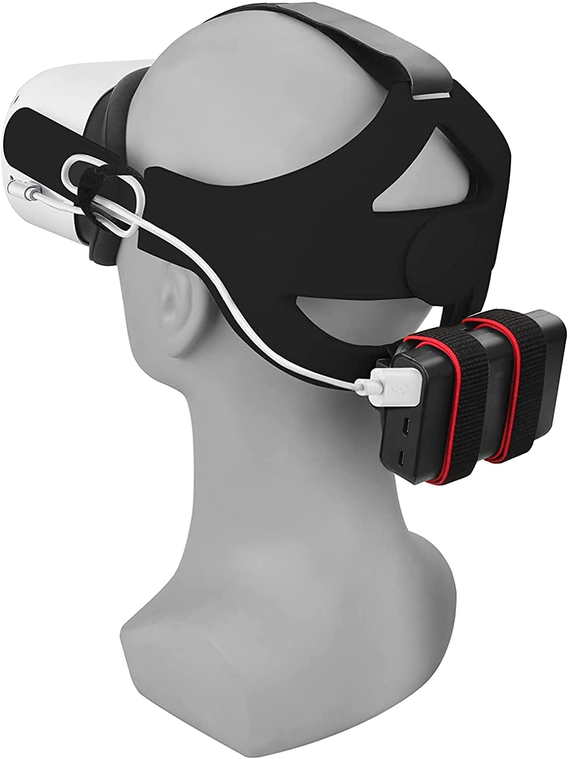 MASiKEN Battery Pack with Head Strap for Oculus Quest 2, Accessories Battery Pack Holder and Elite Strap Compatible Most PowerBank, Counter Balance Enhance Comfort, Extend Game Times (Black Kits)