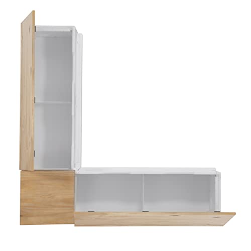 Linon Tobin Dining Nook with Hidden Storage Spaces Includes Cushion Set and Pillows, Natural White & Beige