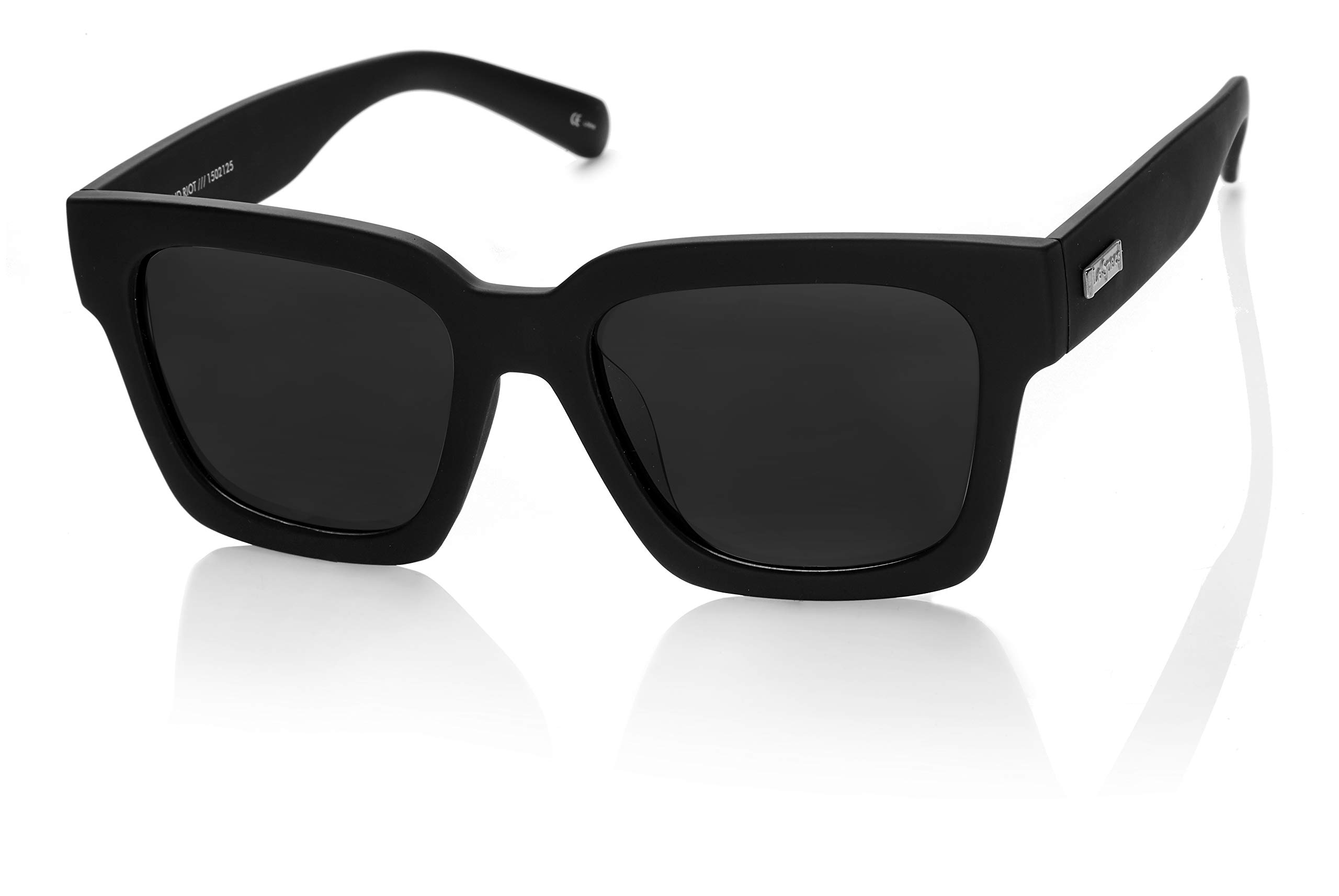 Le Specs Weekend Riot Polarized Sunglasses, Black Rubber/Smoke Mono, One Size