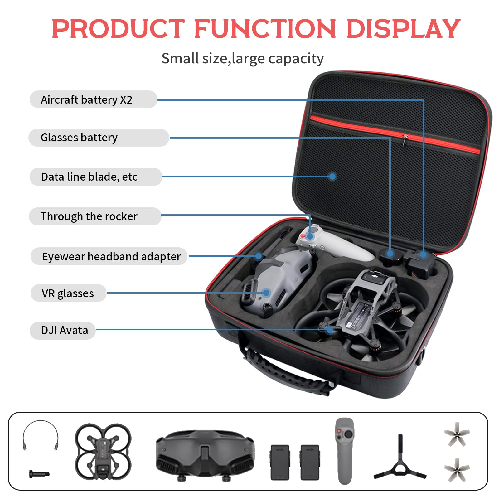 SKYWARDTEL Carrying Case for DJI Avata Portable Waterproof Travel Bag Compatible with Goggles, Batteries, Data Cable and more Drone Accessories with Shoulder Strap