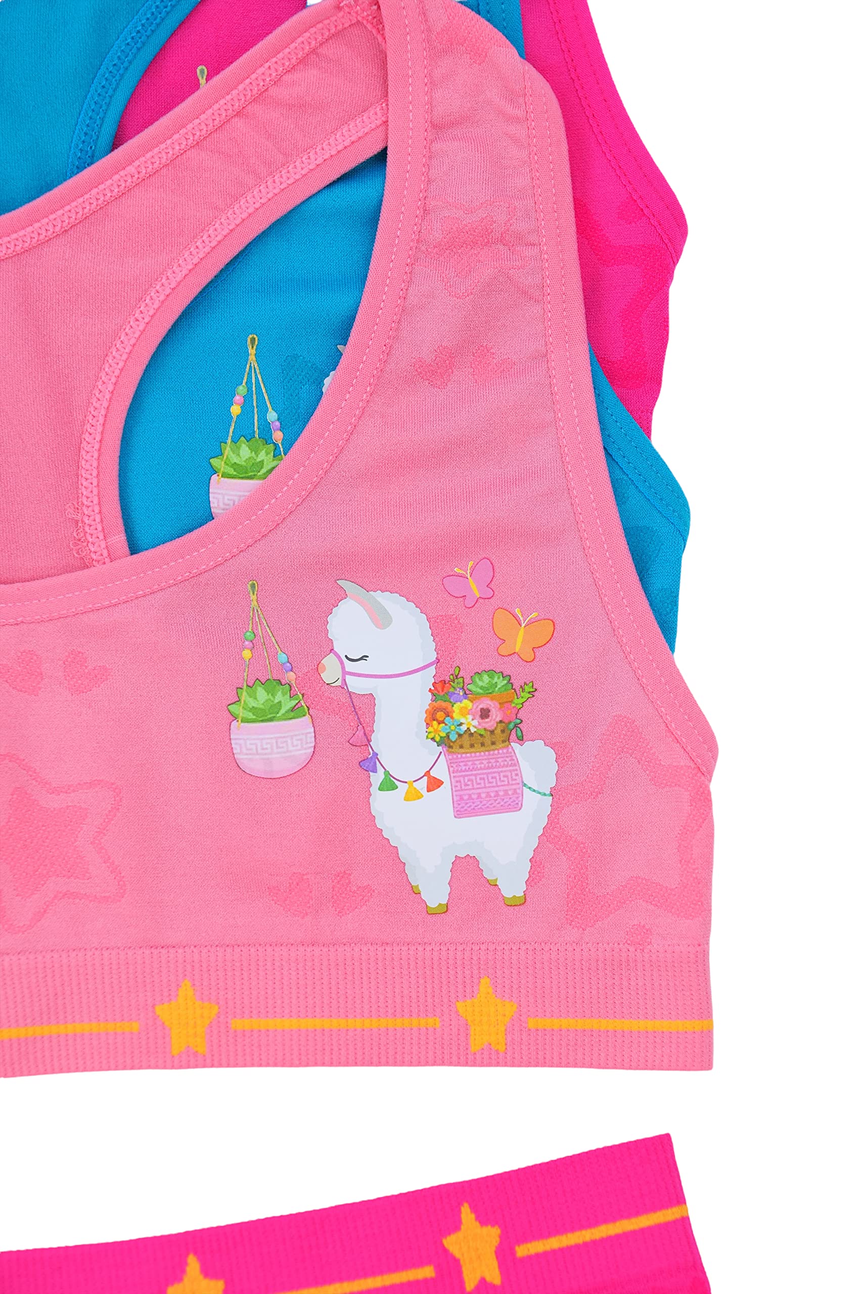 ToBeInStyle Girl's Pack of 6 Racerback Bras & Matching Boyshort Bottoms - Hungry Alpaca - Medium