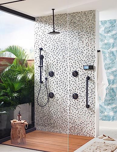 Moen Showering Matte Black Eco-Performance 5-Function Handheld Shower with 30-Inch Slide Bar and 69-Inch Hose, 3558EPBL