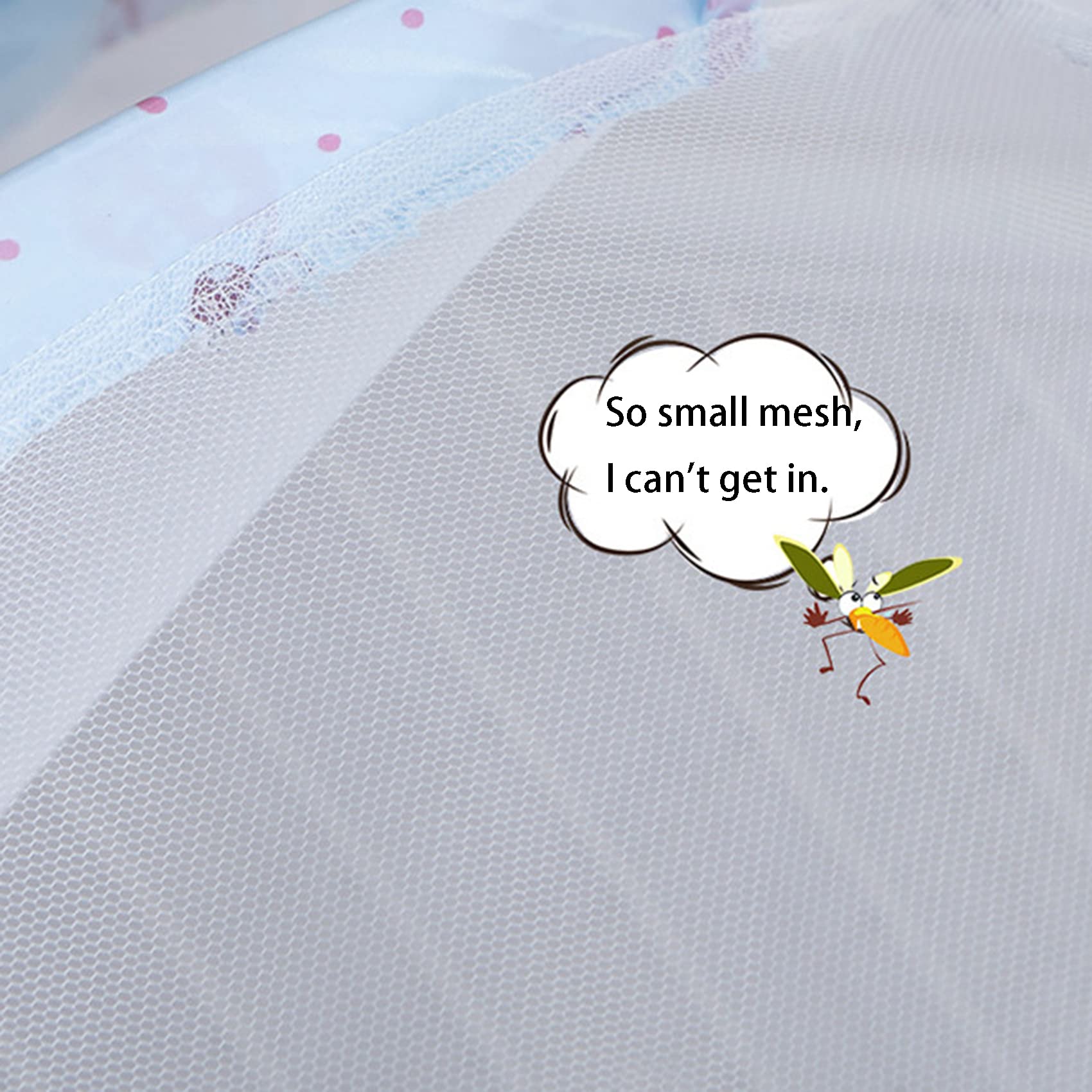 ZOBRO Mosquito Net Bed Canopy Pop Up Foldable Single Door with Bracket Umbrella Cover and Cartoon Pattern Bottomless Mosquito Net for Baby Kid Children,Pink