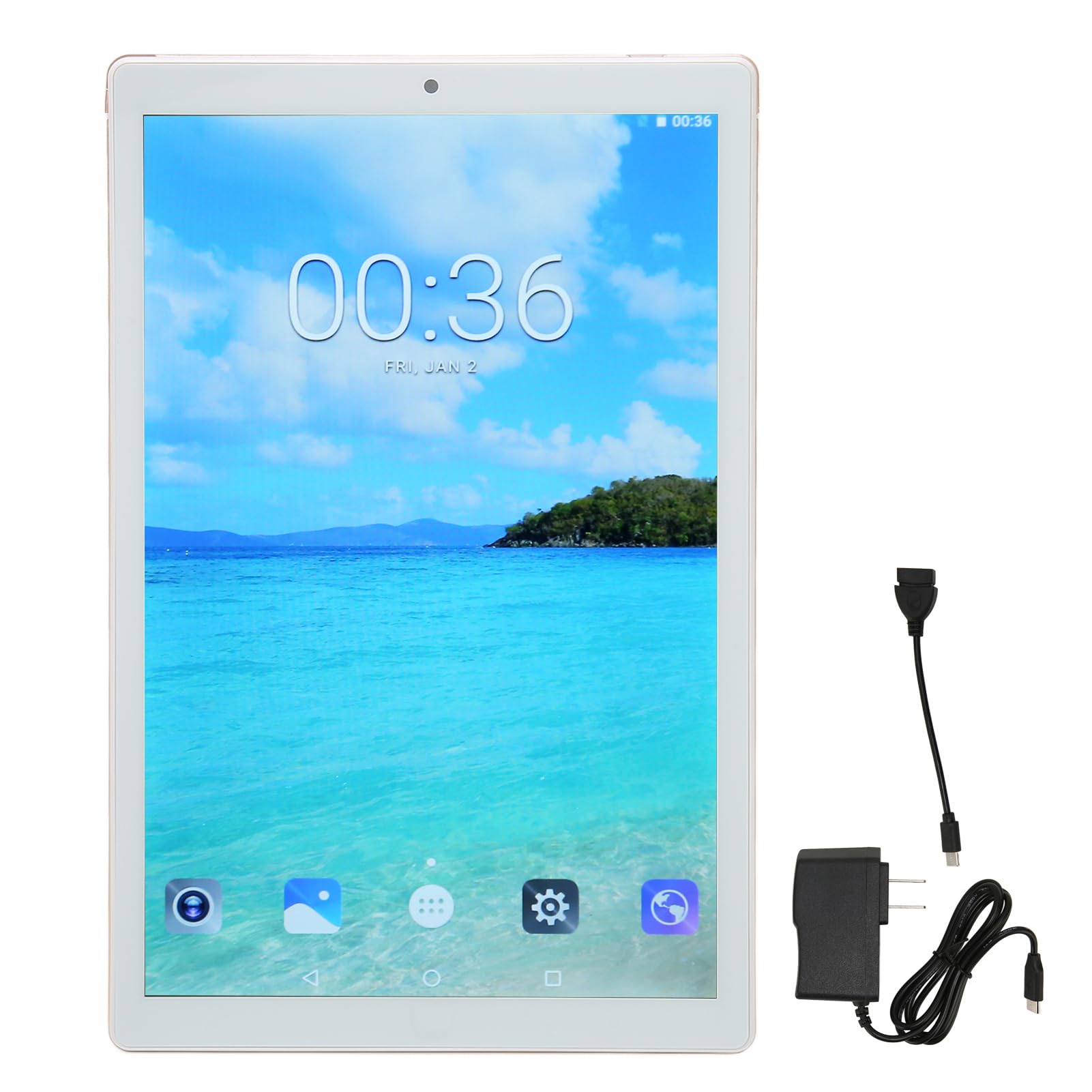 MAVIS LAVEN HD Tablet, 10.1 Inch Tablet Front 5MP Rear 8MP US Plug 100‑240V for Studying for Entertainment (Gold)