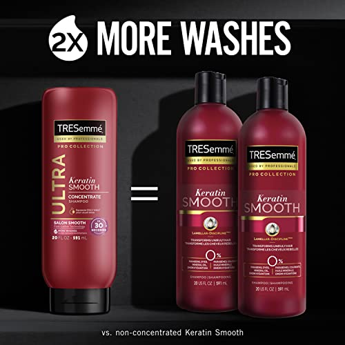 TRESemmé Ultra Keratin Smooth Concentrate Shampoo For Dry Hair Salon Smooth in 30 Seconds, Fast-Lather Technology and 2X More Washes 20 oz
