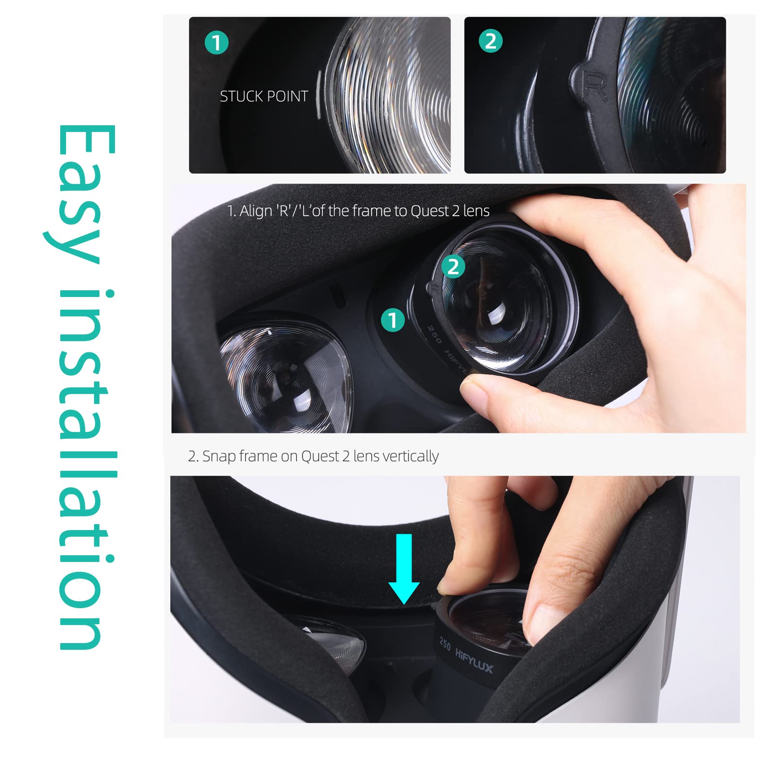 Myopia Glasses Lens Compatible with Oculus Quest 2 VR Headset accessories , customized Frame Plus Protecting Lens Combination 1 Pair (-4.00)