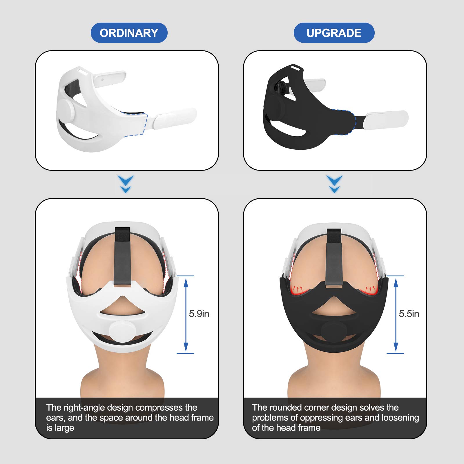 MASiKEN K6 Replacement Head Strap for Oculus Quest 2, Enhanced Support and Comfort Elite Strap Pad, Reduce Head Pressure,Optimize Wearing Experience Oculus2 Accessories (Black)