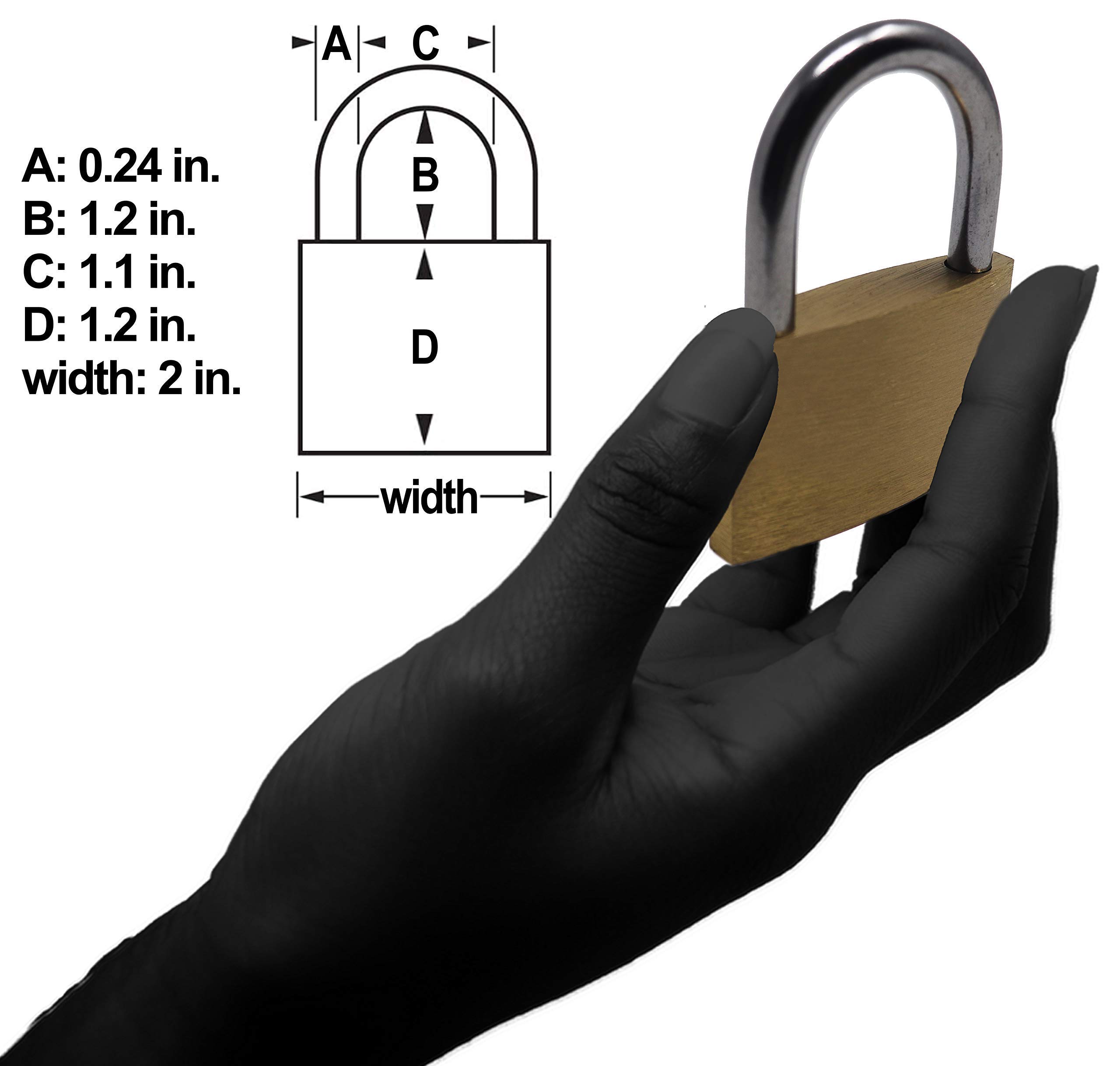 Padlock with Key - 2" Large Heavy Duty Pad Lock 5 Matching Keys - Weatherproof Rust Resistant Steel Brass Keyed Alike Padlocks, Gate Locks for Outdoor Fence, Door, Gym Lockers, Storage Unit (1-Pack)